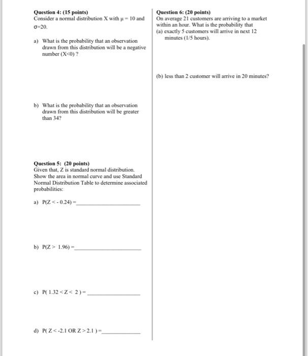 Solved Question 4: (15 points) Consider a normal | Chegg.com Solved Question 4: (15 points) Consider a normal | Chegg.com
