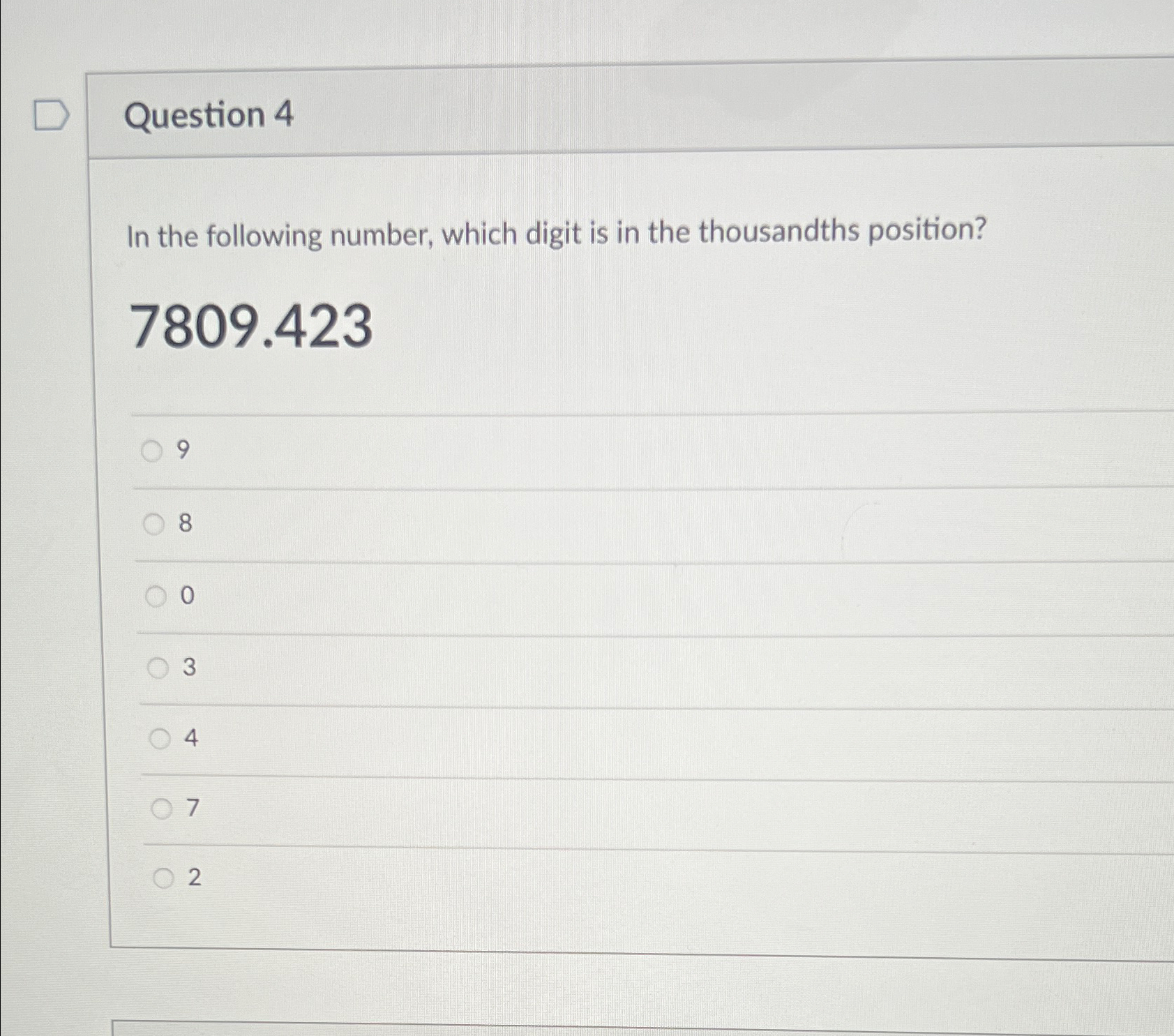 Solved Question 4In the following number, which digit is in | Chegg.com