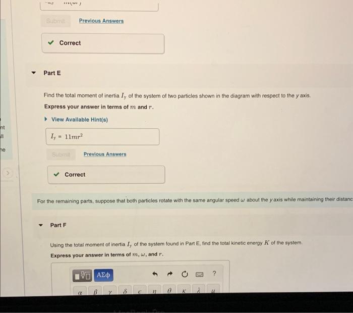 Solved Find the total moment of inertia Iy of the system of | Chegg.com