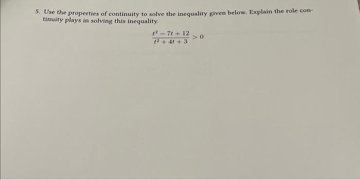 Solved 5. Use the properties of continuity to solve the | Chegg.com