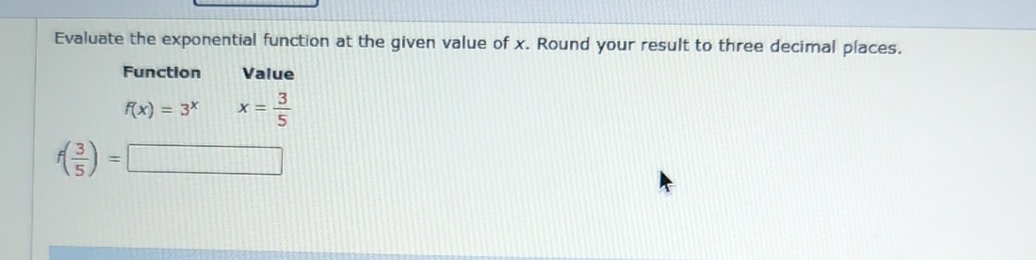 Solved Evaluate the exponential function at the given value | Chegg.com