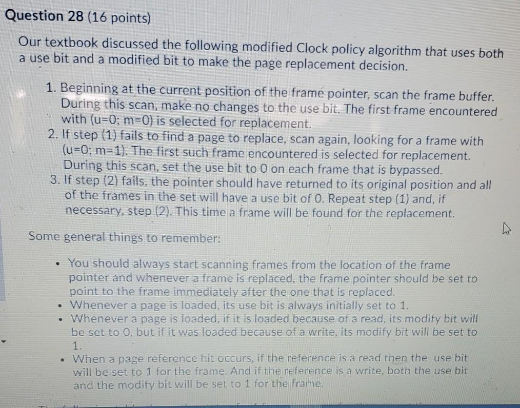 Solved Question 28 (16 points) Our textbook discussed the | Chegg.com