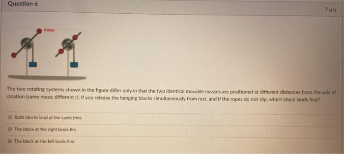 Solved Question 6 7 pts mass The two rotating systems shown | Chegg.com