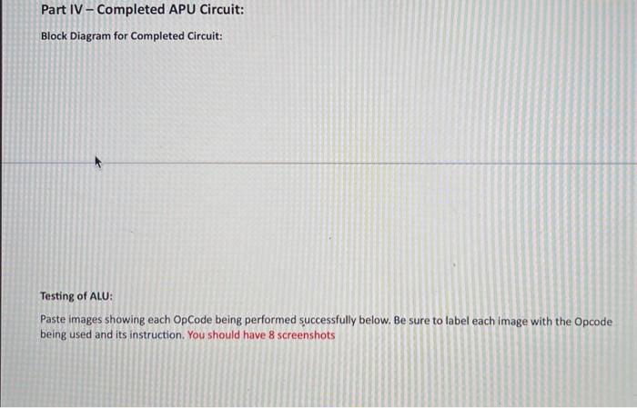 Solved Part IV - Completed APU Circuit: Block Diagram for | Chegg.com