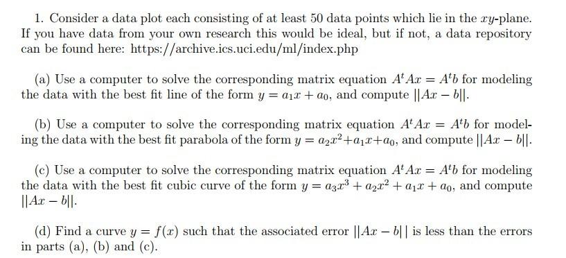 1. Consider a data plot each consisting of at least | Chegg.com