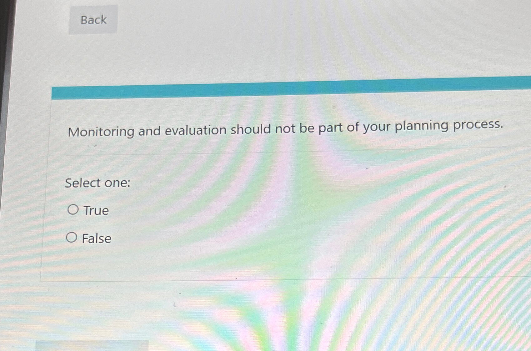 Solved Monitoring and evaluation should not be part of your | Chegg.com
