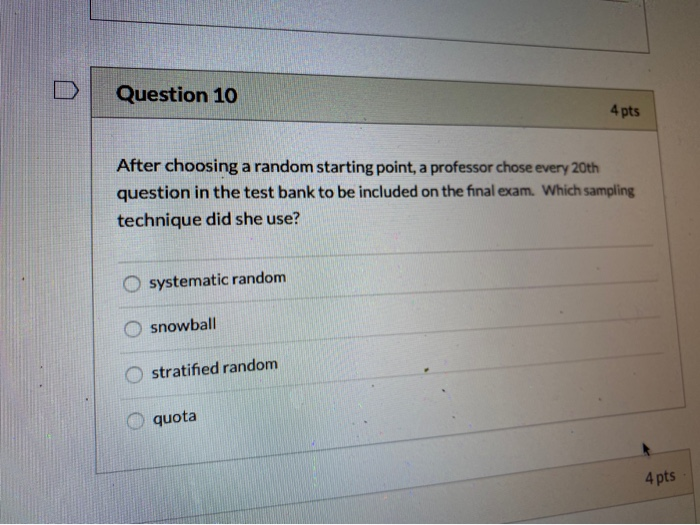 Solved Question 10 4 pts After choosing a random starting | Chegg.com