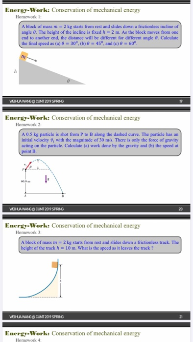 Solved Energy-Work: Conservation of mechanical energy | Chegg.com