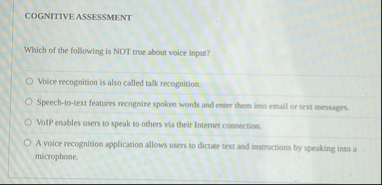 Solved COGNITIVE ASSESSMENTWhich of the following is NOT | Chegg.com
