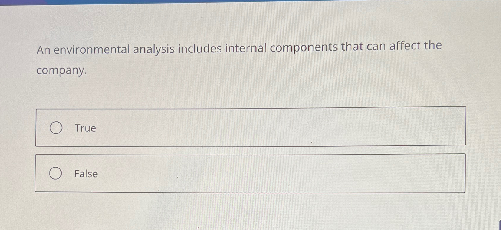 An environmental analysis includes internal | Chegg.com