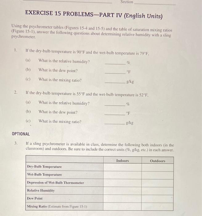 Solved Section EXERCISE 15 PROBLEMS-PART IV (English Units) | Chegg.com