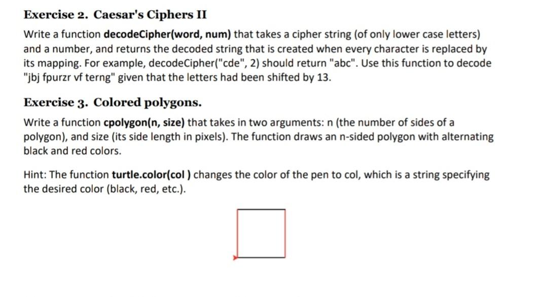 Solved Exercise 2. Caesar's Ciphers II Write a function | Chegg.com
