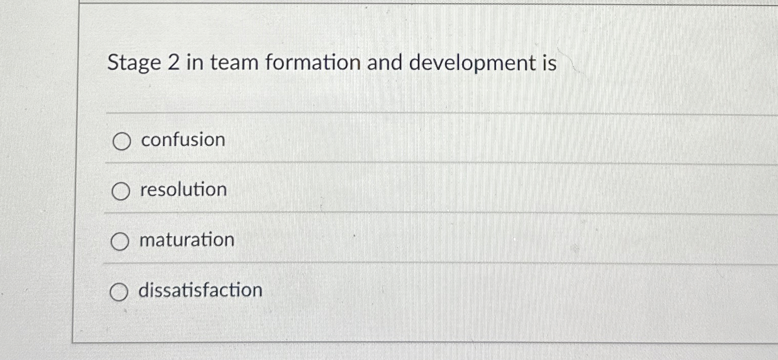 Solved Stage 2 ﻿in team formation and development | Chegg.com