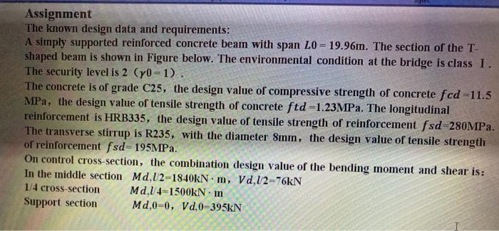 Assignment The known design data and requirements: A | Chegg.com