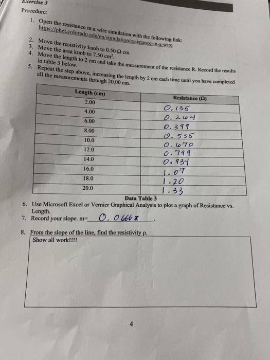 Solved Exercise 3 Procedure: 1. Open the resistance in a | Chegg.com