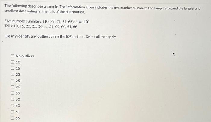 Solved The following describes a sample. The information | Chegg.com