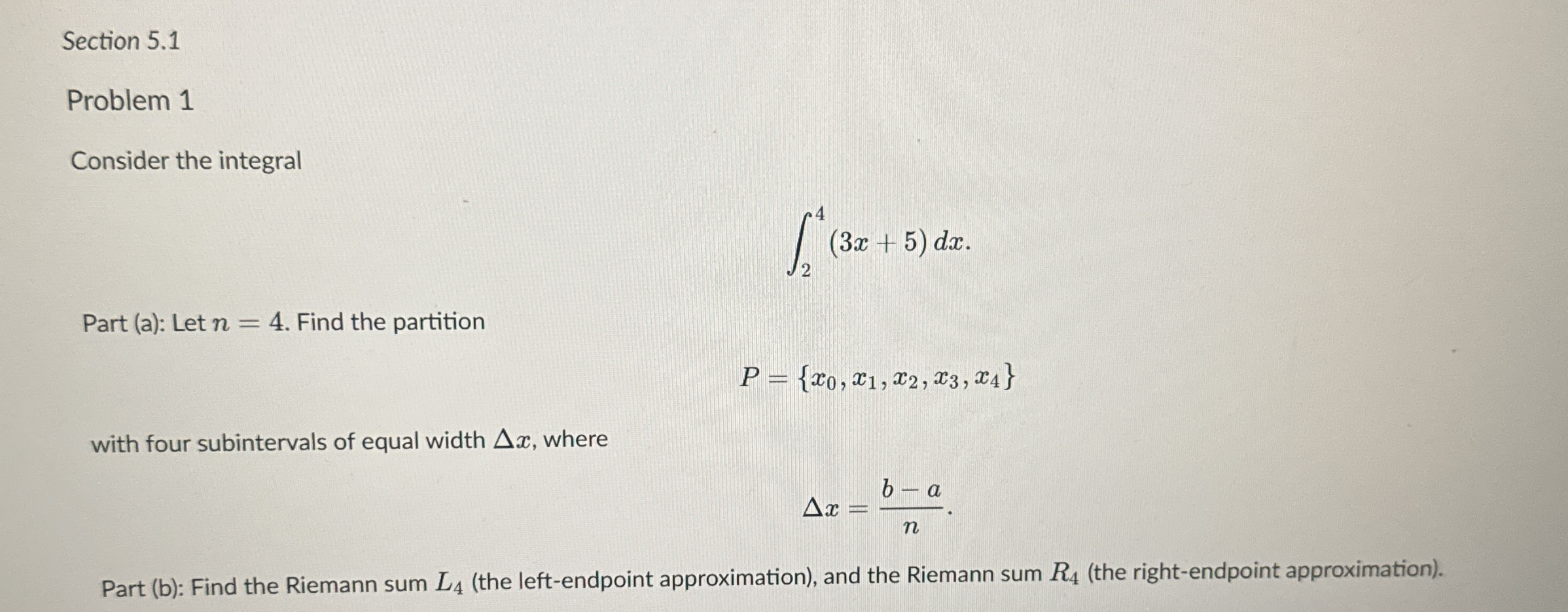Solved Section 5.1Problem 1Consider the | Chegg.com