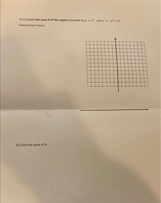 Solved 3) a) Graph the area A of the region bounded by y=x2 | Chegg.com