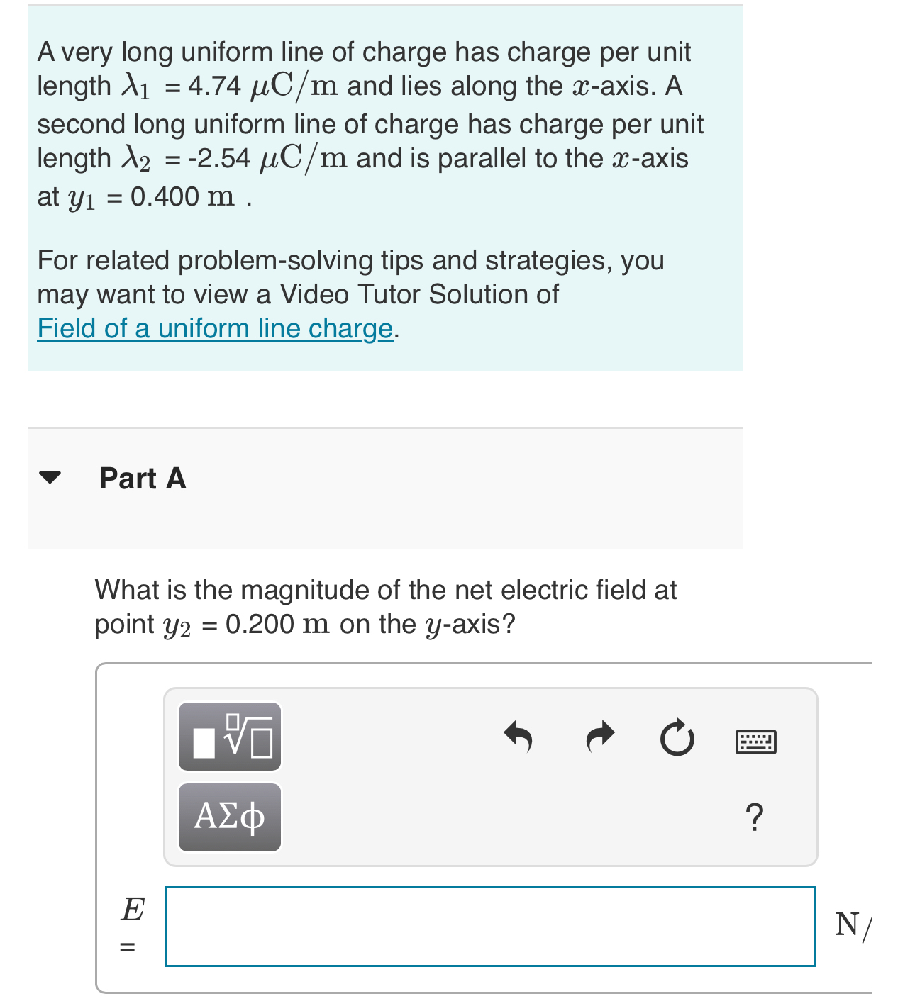 Solved A very long uniform line of charge has charge per | Chegg.com