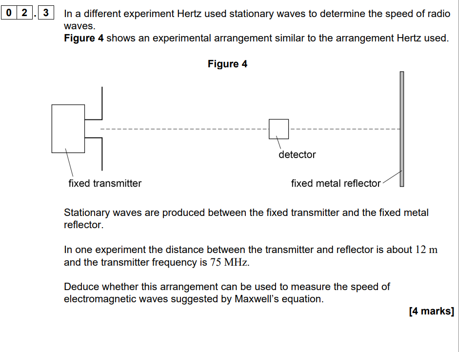 Solved 3 ﻿In a different experiment Hertz used stationary | Chegg.com