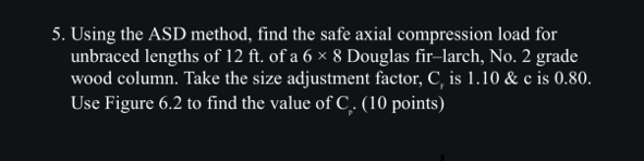Using the ASD method, find the safe axial compression | Chegg.com