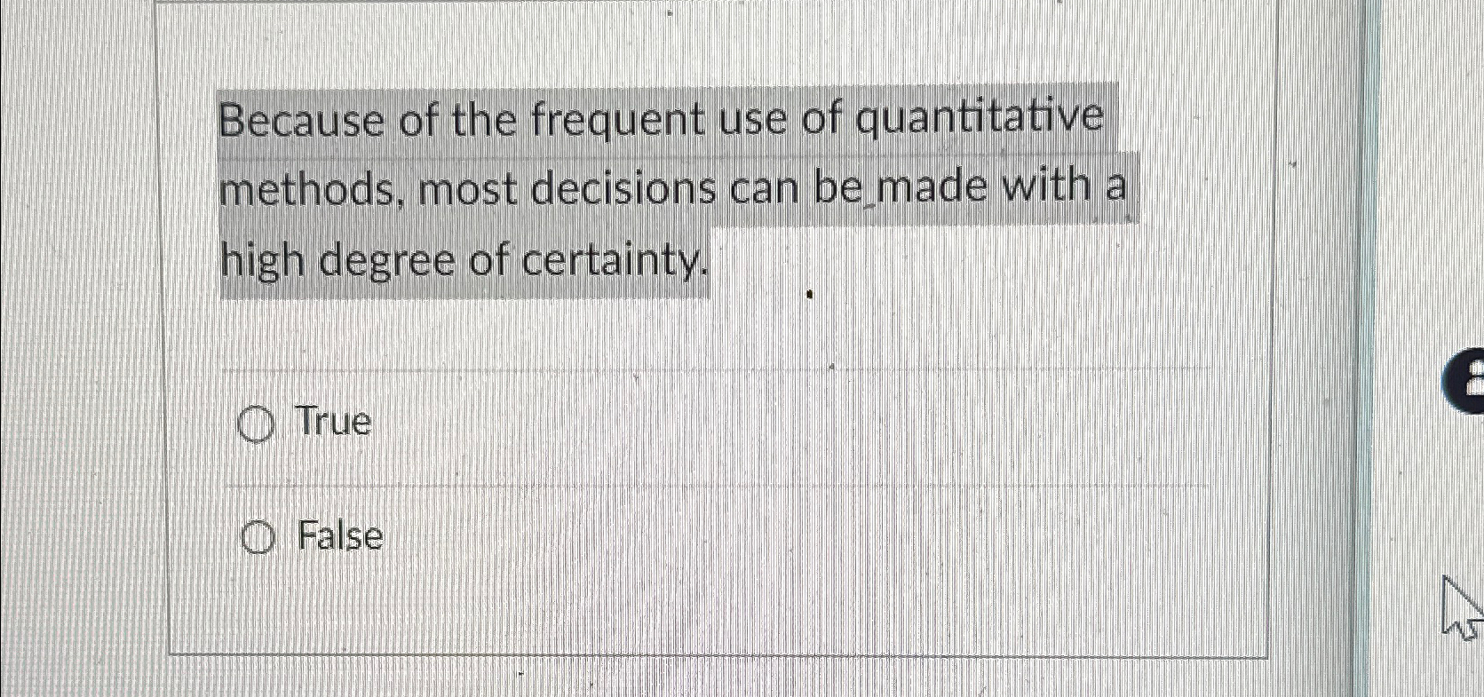 Solved Because of the frequent use of quantitative methods, | Chegg.com