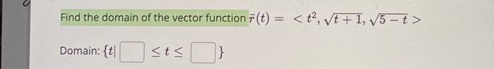 Solved Find the domain of the vector function | Chegg.com
