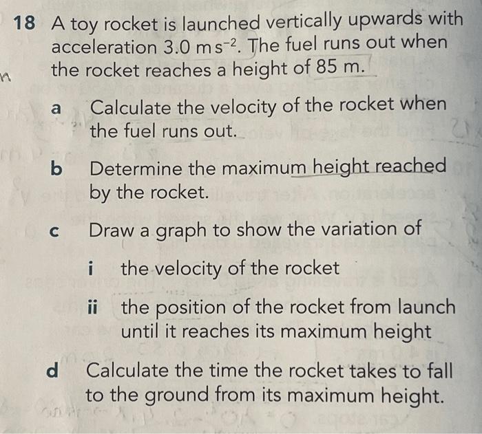 Solved 8 A toy rocket is launched vertically upwards with | Chegg.com