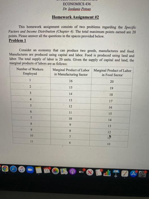 Solved ECONOMICS 436 Dr. Iordanis Petsas Homework Assignment | Chegg.com