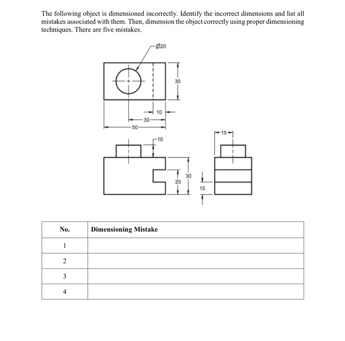 Solved The following object is dimensioned incorrectly. | Chegg.com