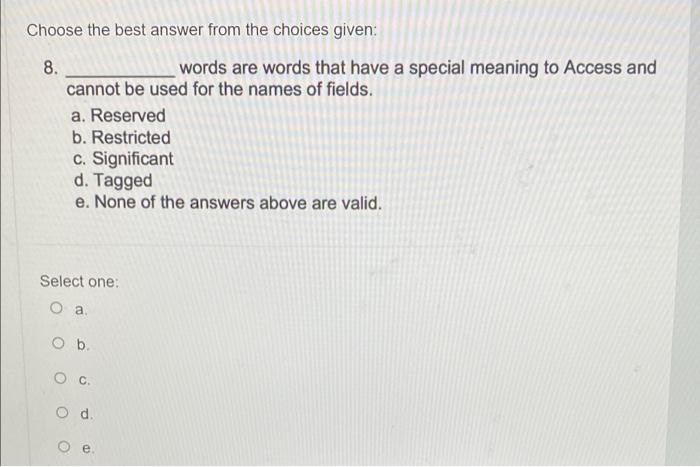 Solved Choose the best answer from the choices given: 8. | Chegg.com