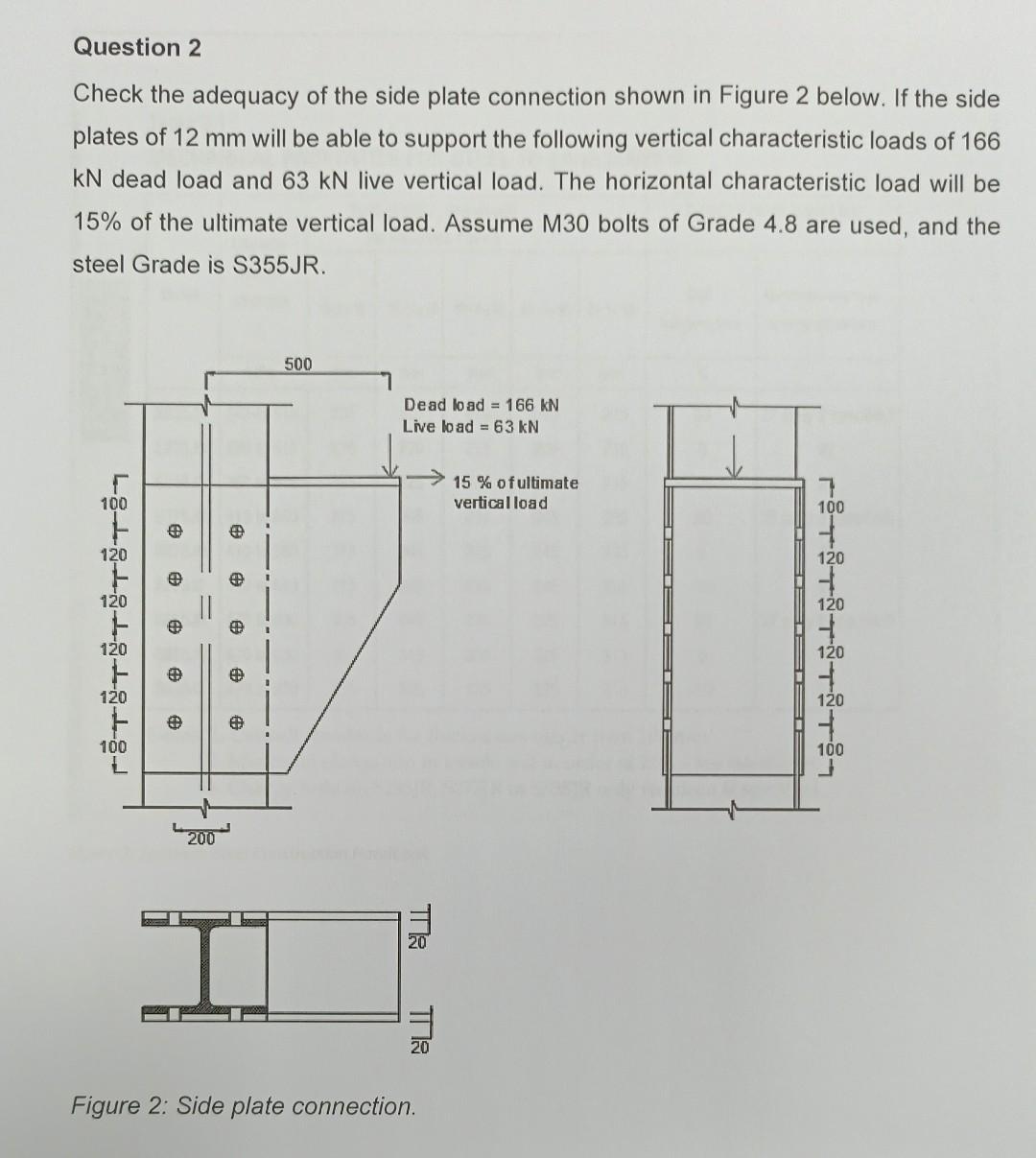 Solved Question 2 Check the adequacy of the side plate | Chegg.com