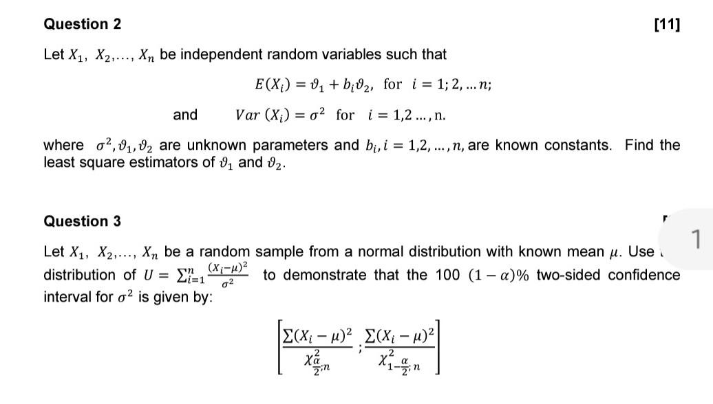 Solved Let X1,X2,…,Xn be independent random variables such | Chegg.com