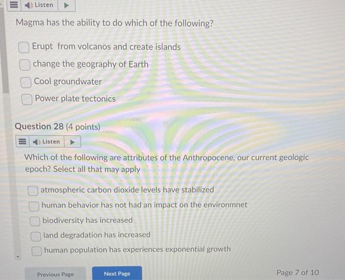 Solved Magma has the ability to do which of the following? | Chegg.com