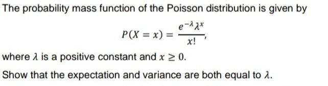 Solved The probability mass function of the Poisson | Chegg.com