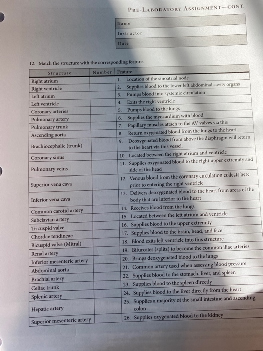 Solved PRE-LABORATORY ASSIGNMENT-CONT. Name Instructor Date | Chegg.com