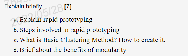 Solved Explain briefly- a. Explain rapid prototyping 2. | Chegg.com