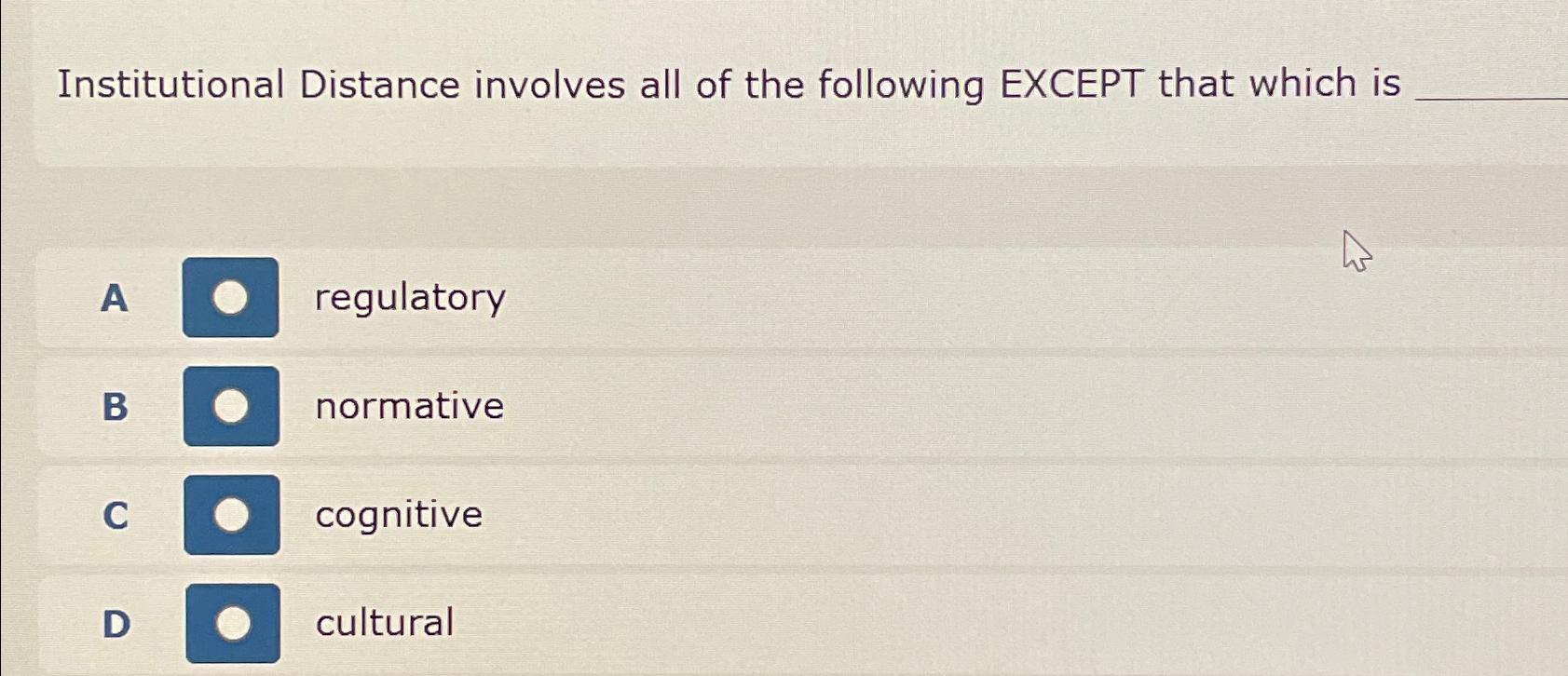 Solved Institutional Distance involves all of the following | Chegg.com