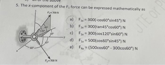 Solved 5. The x-component of the F1 force can be expressed | Chegg.com