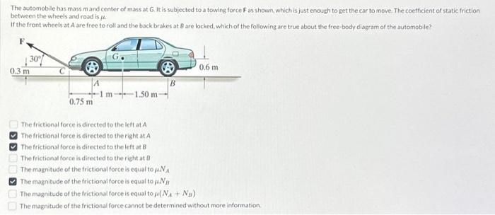 Solved The automobile has mass m and center of mass at G. It | Chegg.com