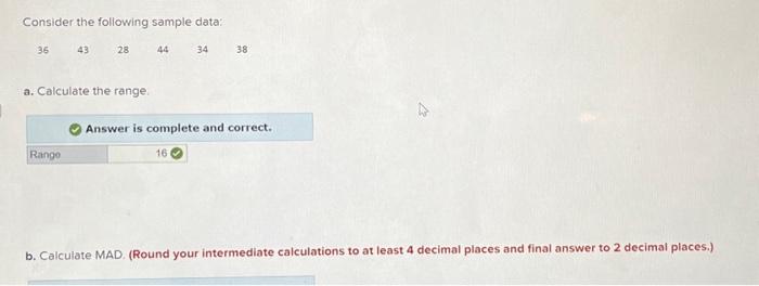 Solved Consider the following sample data: a. Calculate the | Chegg.com