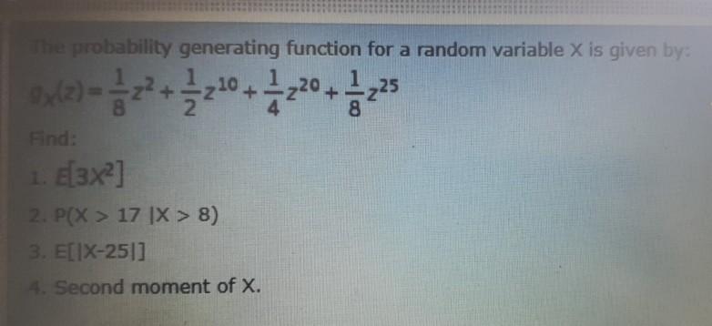 Solved the probability generating function for a random | Chegg.com