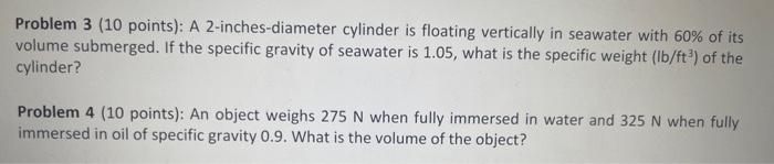 Solved Problem 3 (10 points): A 2-inches-diameter cylinder | Chegg.com