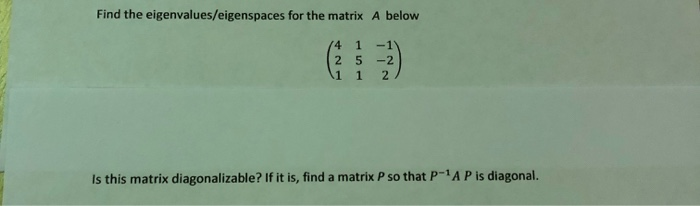 Solved Find the eigenvalues/eigenspaces for the matrix A | Chegg.com