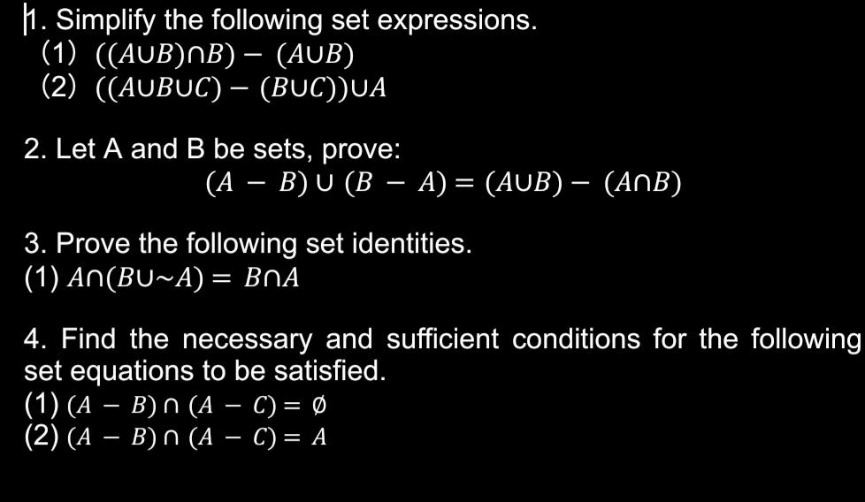 Solved Simplify the following set | Chegg.com
