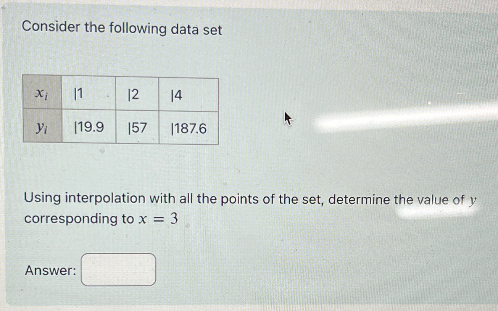 Solved Consider the following data | Chegg.com