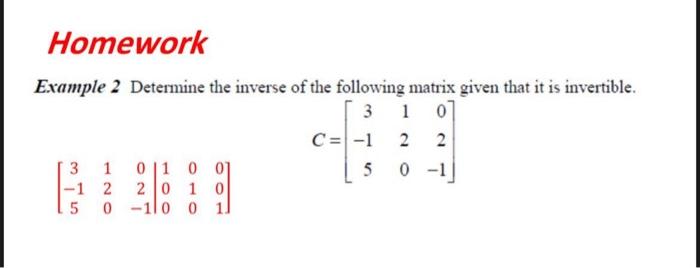 Solved Homework Example 2 Determine the inverse of the | Chegg.com