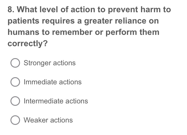Solved What level of action to prevent harm to patients | Chegg.com