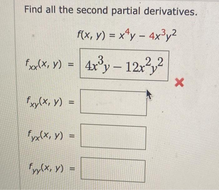 Solved Find all the second partial derivatives. | Chegg.com