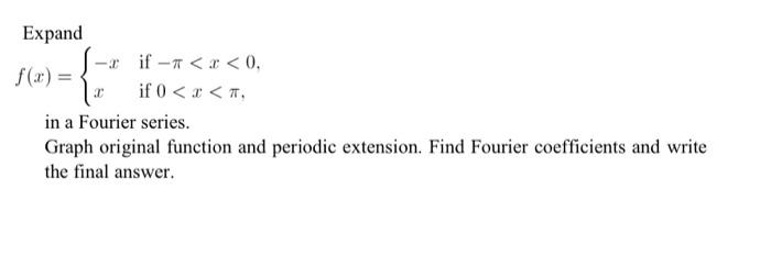 Solved Expand f(x) in a Fourier series. Graph original | Chegg.com
